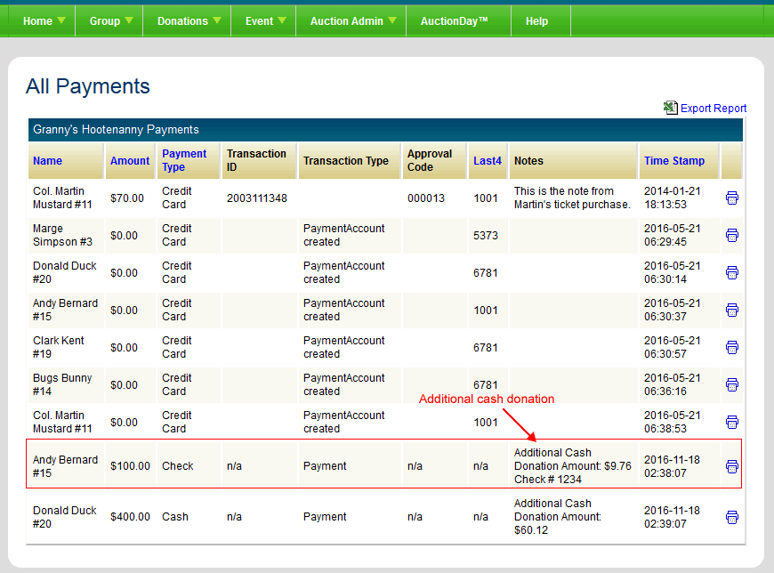 Silent Auction Software - Viewing Payment Records / Reconciling Bank ...